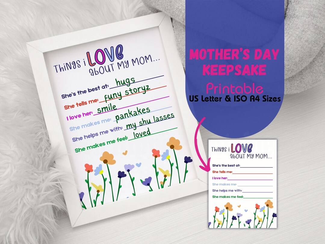 Mother's Day Printable Keepsake, Mother's Day Gift, Classroom Mother's ...