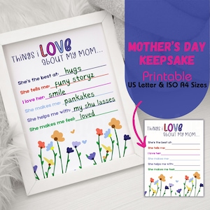Mother's Day Printable Keepsake, Mother's Day Gift, Classroom Mother's ...