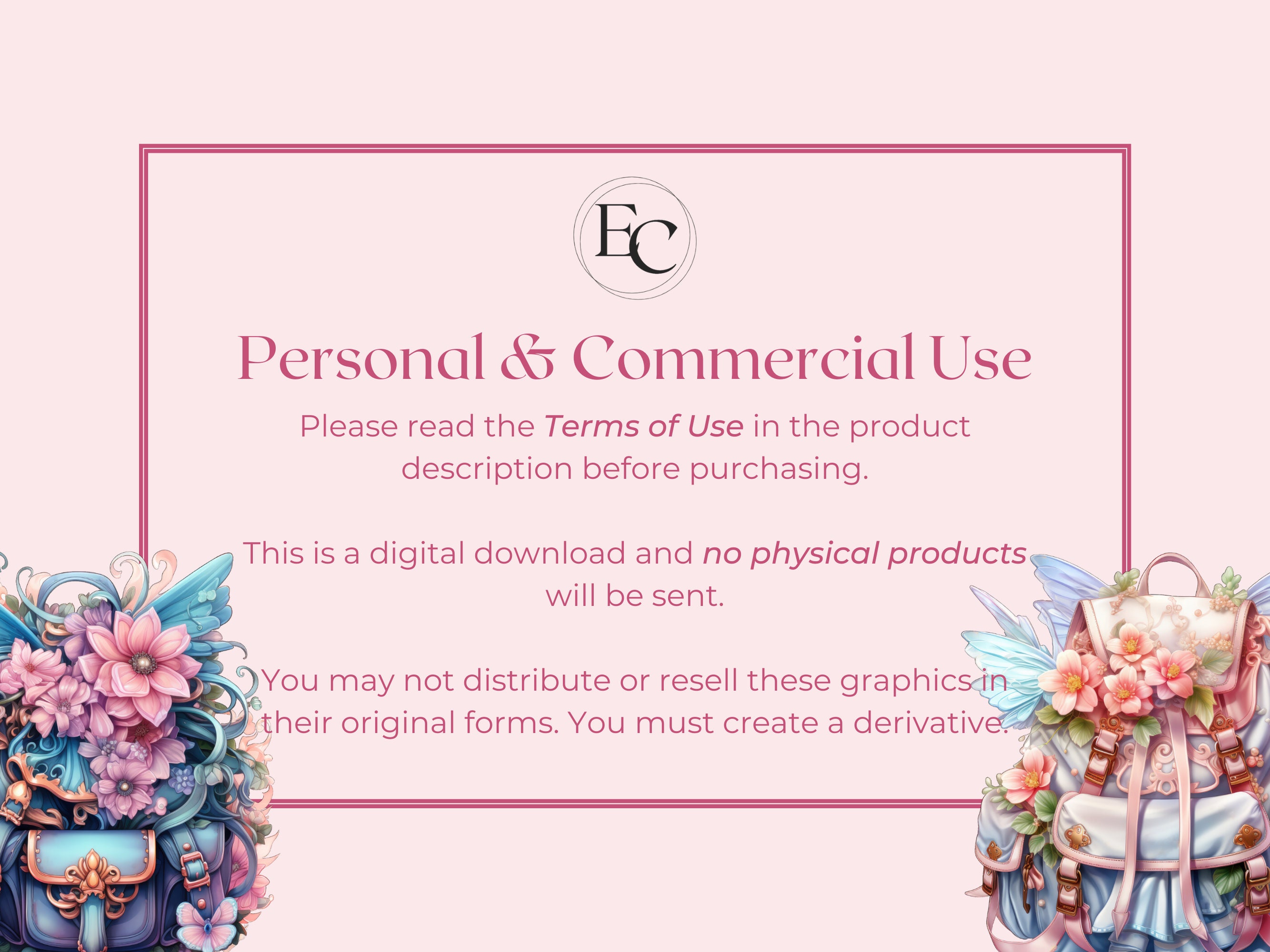 Pastel Fairy Backpacks Clipart Bundle, Pink Fairy Cute Backpack Digital ...