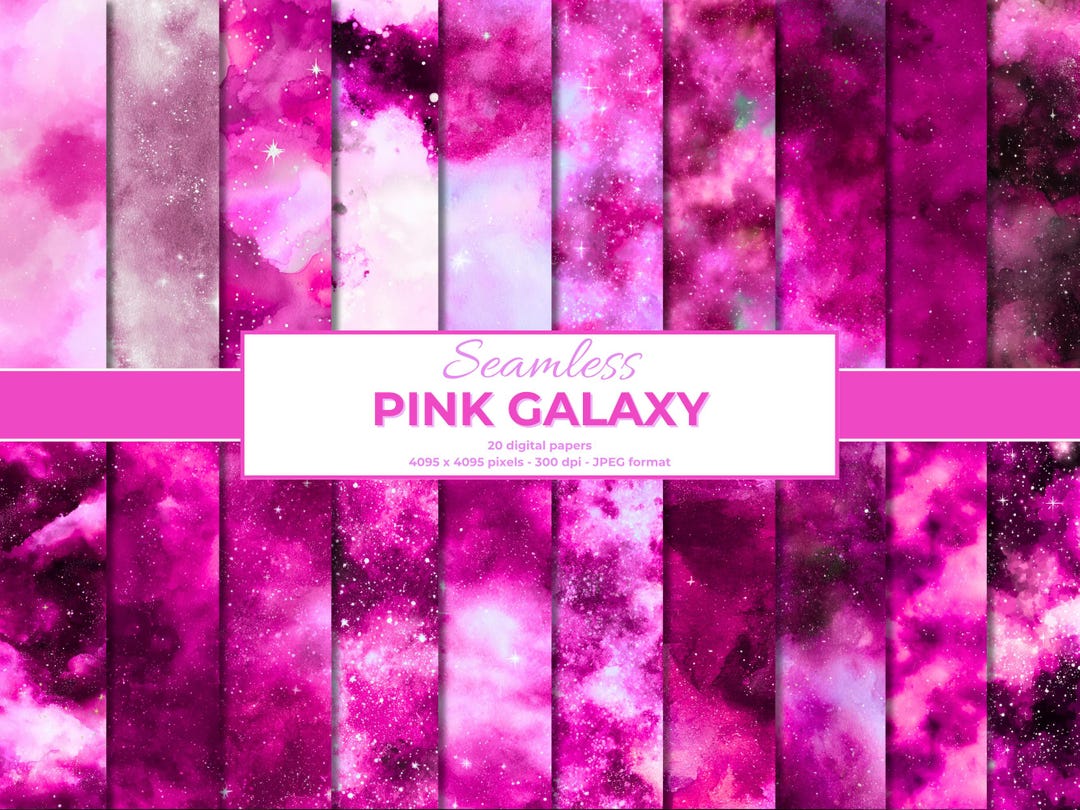 Pink Galaxy Digital Paper, Seamless Watercolor Space Backgrounds (PDF ...