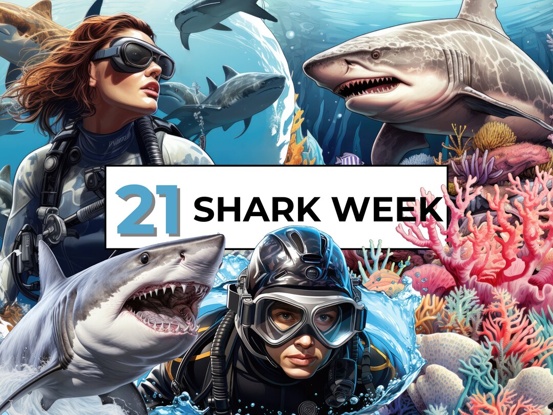 21 PNG Shark Week Clipart Bundle, Ocean Clipart, Under the Sea Png ...
