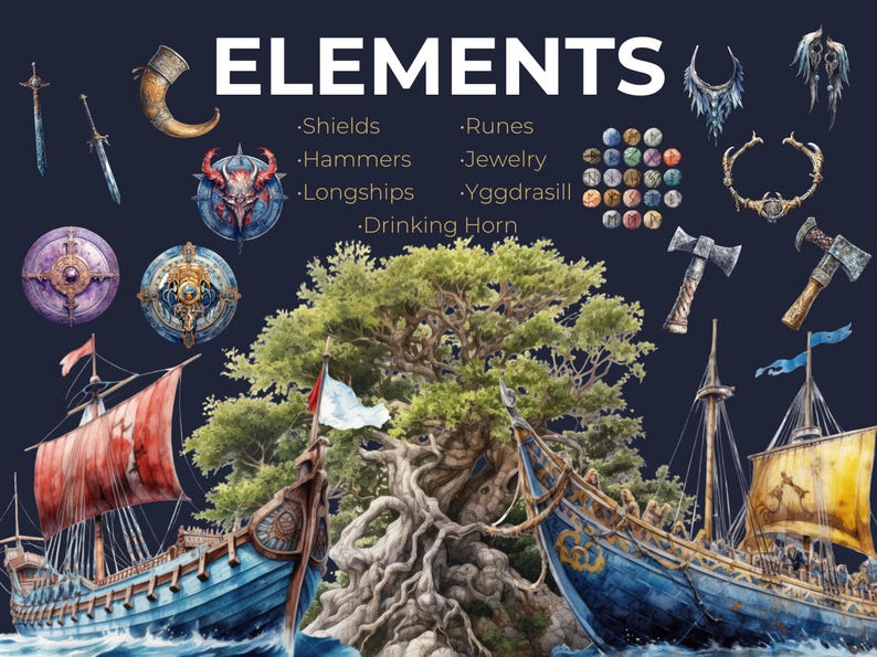 Viking Clip Art PNG, Gods and Monsters Ephemera Scrapbook Planner ...