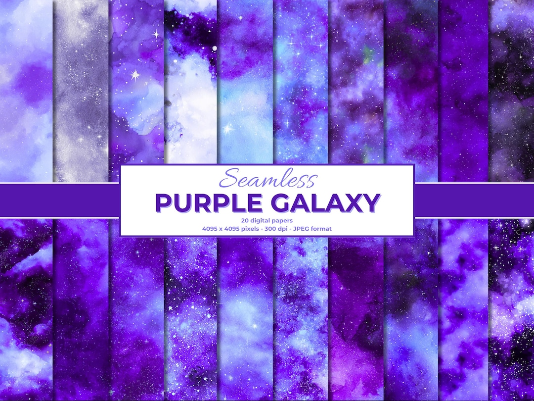 Purple Galaxy Digital Paper, Galaxy Stars Digital Paper, Space ...