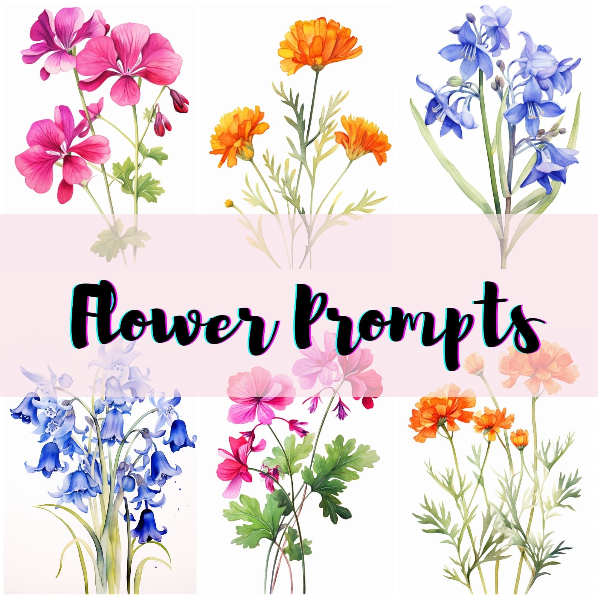 50 Watercolor Flower Art Designs Midjourney Watercolor Art Prompts AI ...