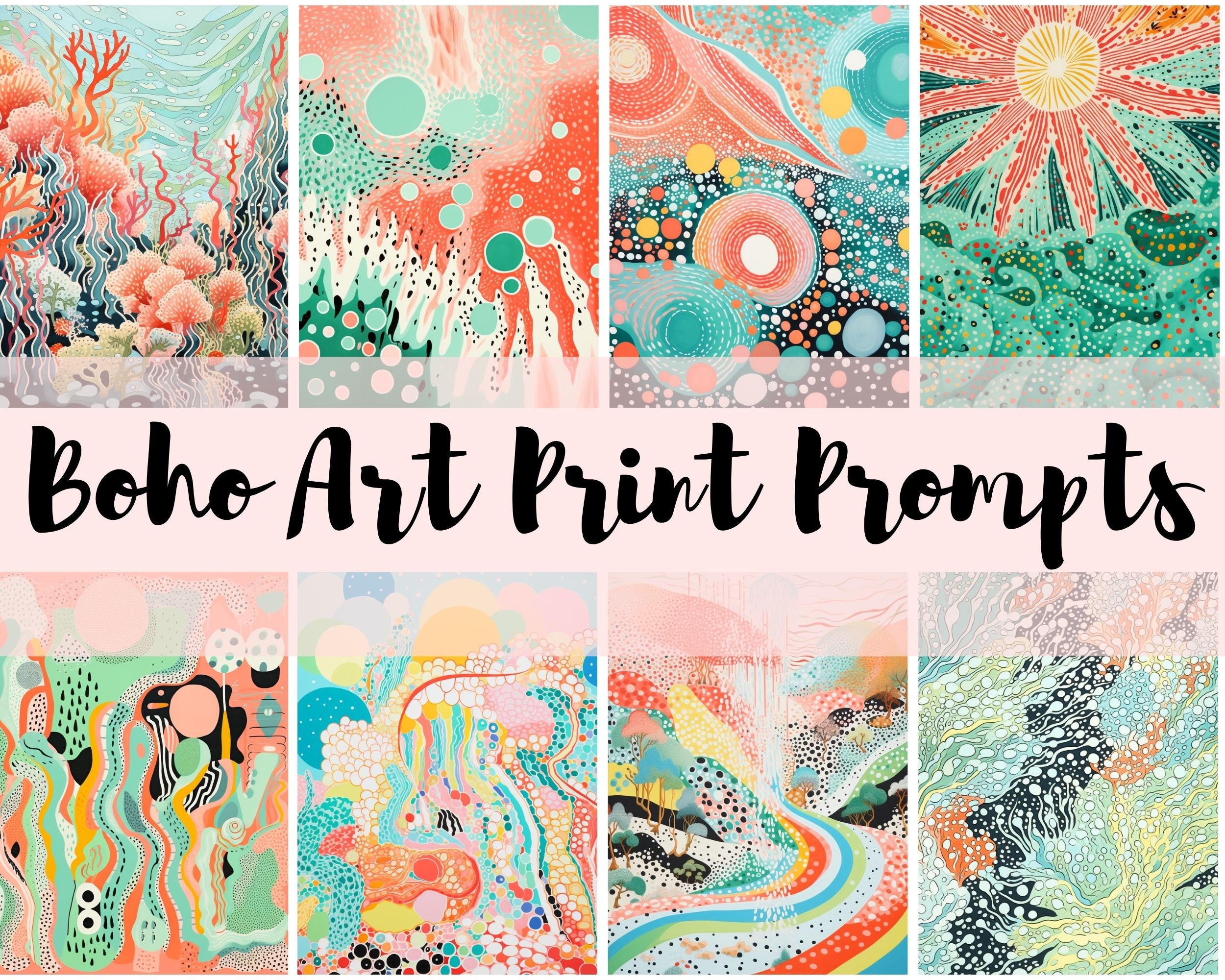 50 Boho Art Print Designs Midjourney Bohemian Inspired Art Prompts AI ...
