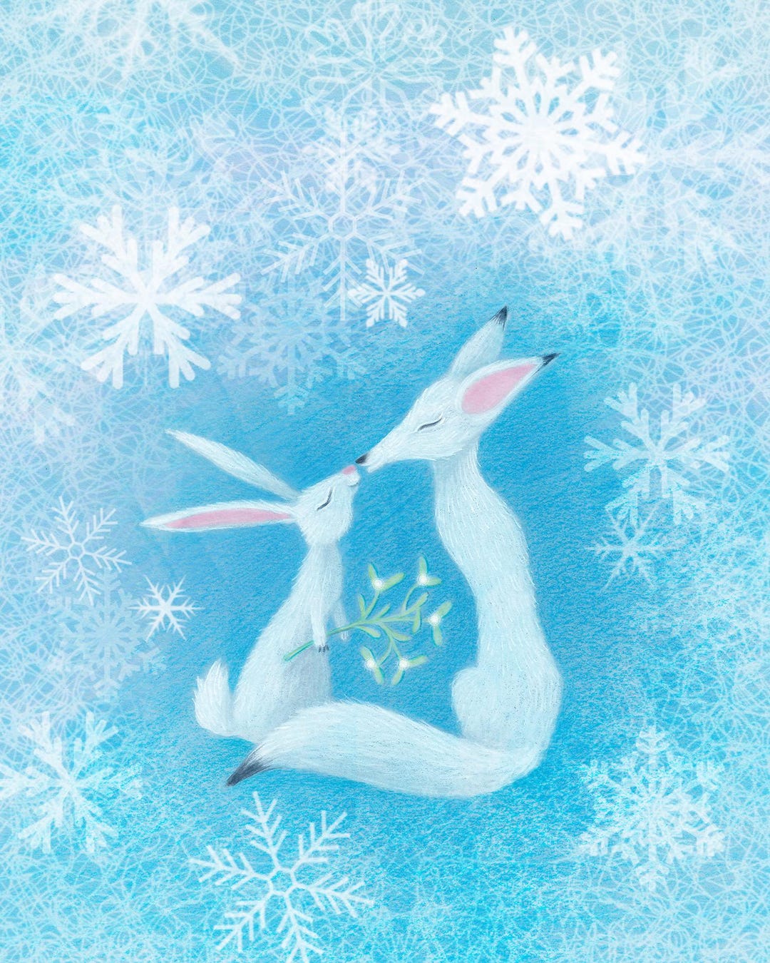Love in the Snow Hand Illustrated Print, Love in a Winter Wonderland ...