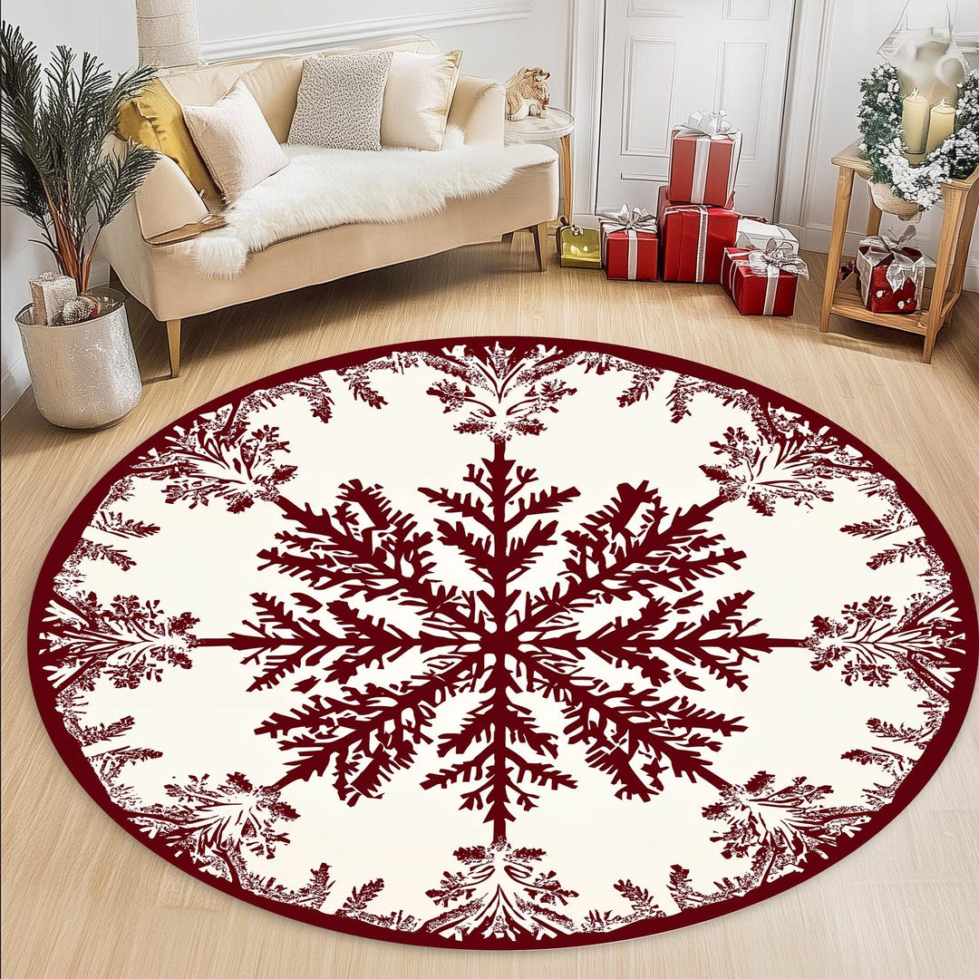 Snowflakes Rug,christmas Rug,merry Christmas Rug,new Year Rug,christmas ...