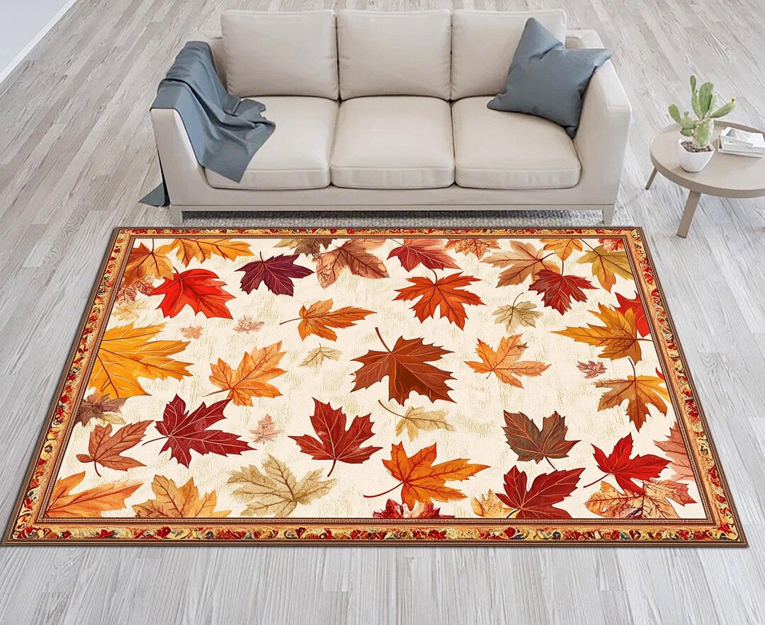 Autumn Rug, Fall Rug, Autumn Leaves, Dry Leaf Rug, Leaf Patterned ...