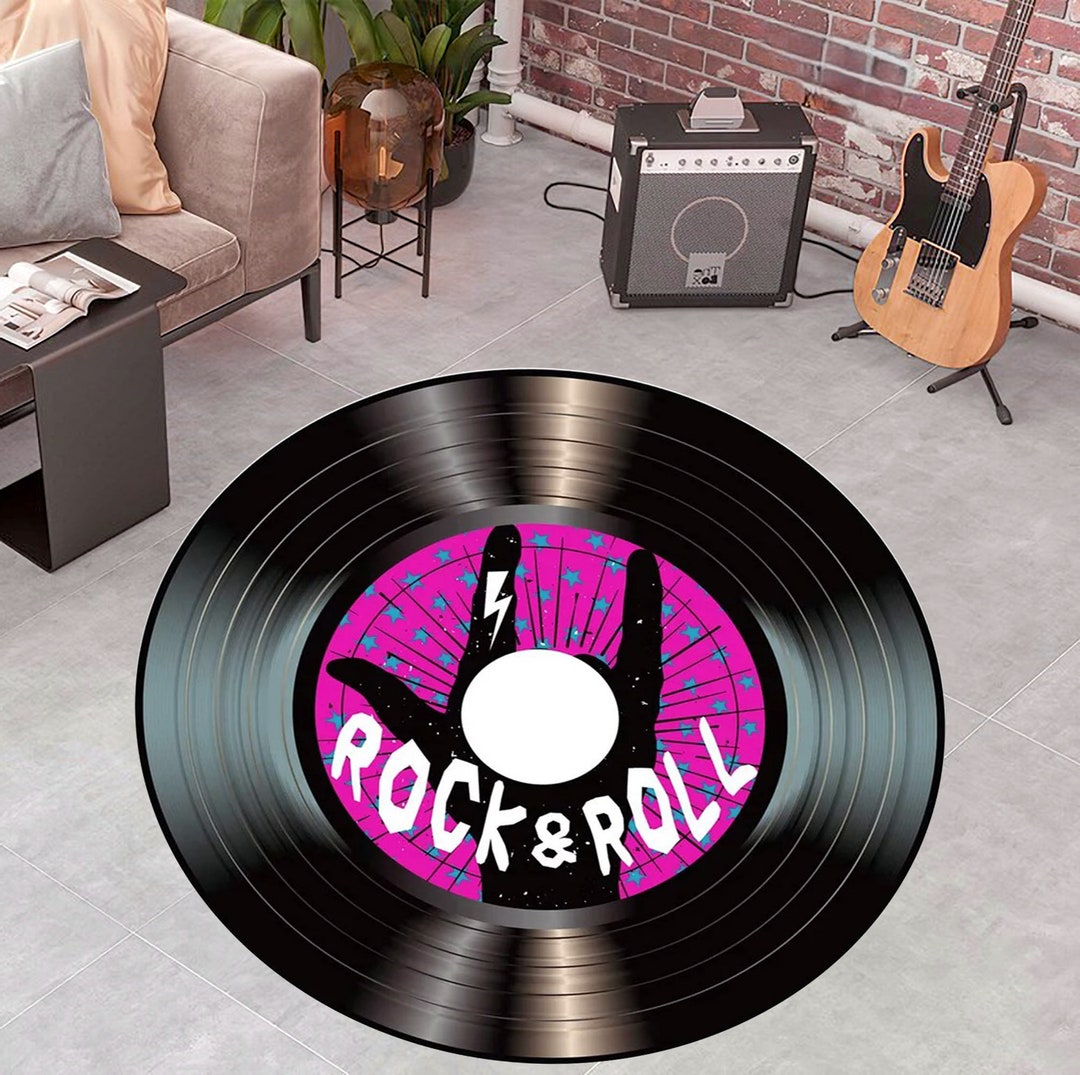 Record Rug, Rock Roll Rug, Music Room Rug, Record Patterned Rug, Record ...