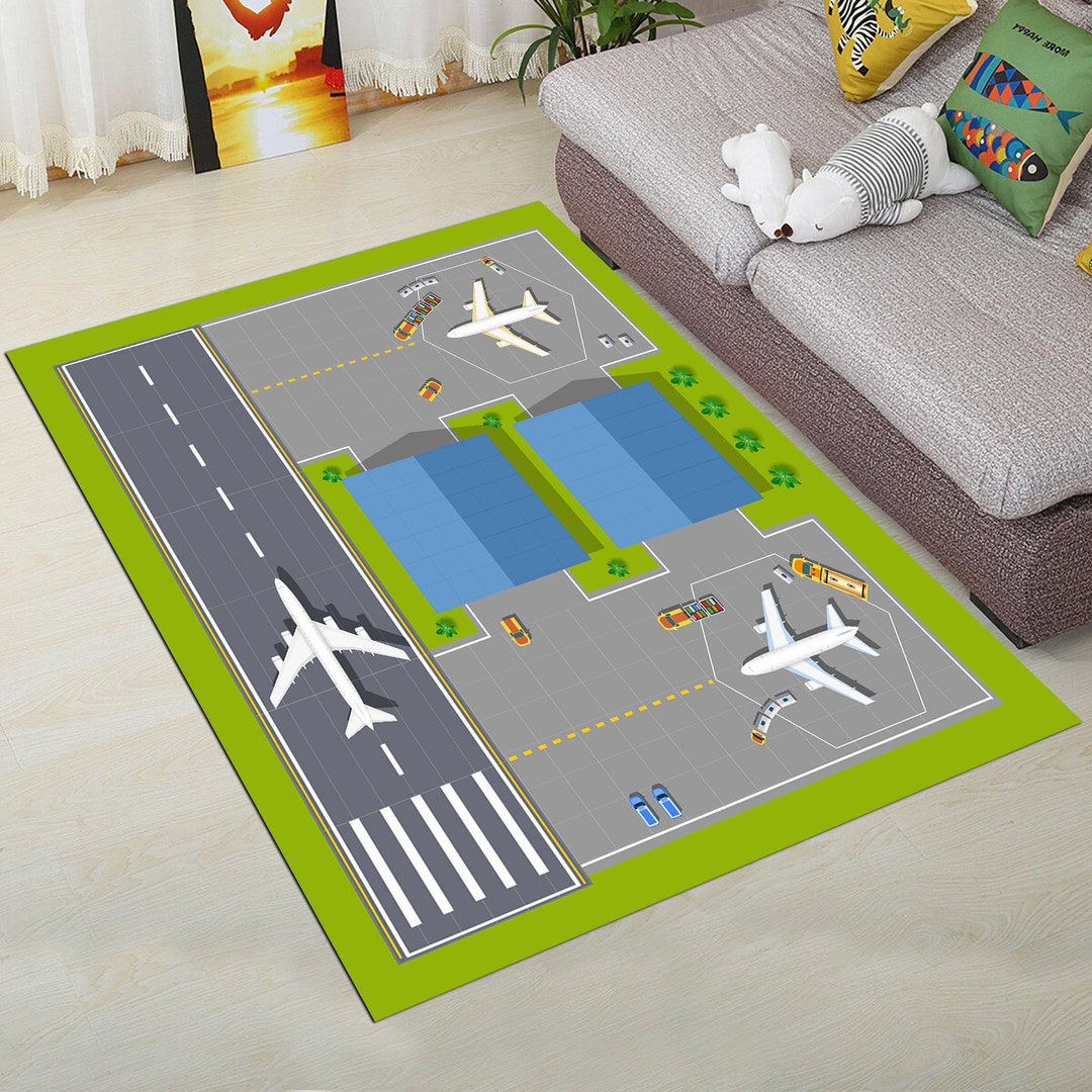 Runway Rug, Airport Decor Rug, Plane Rug, Apron Rug, Kids Room Rug ...
