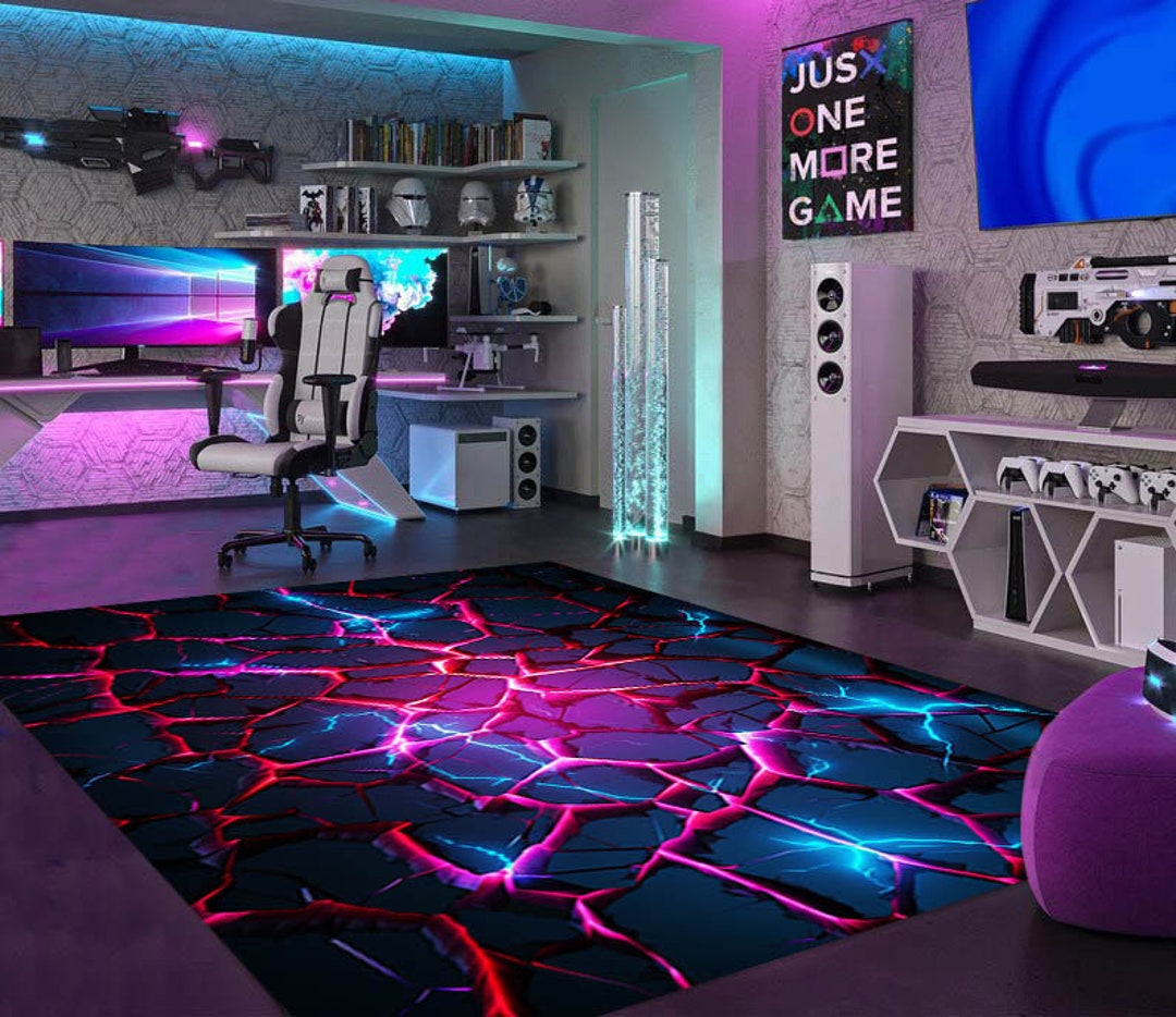 Gaming Room Rug, E-sport Rug, Colorful Rug, Gamer Rug, Neon Look Rug ...