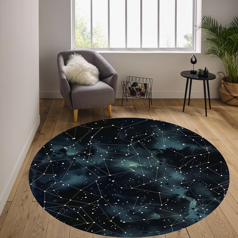 Constellations Round Rug: Astronomy Map, Galaxy Space Rug - Etsy