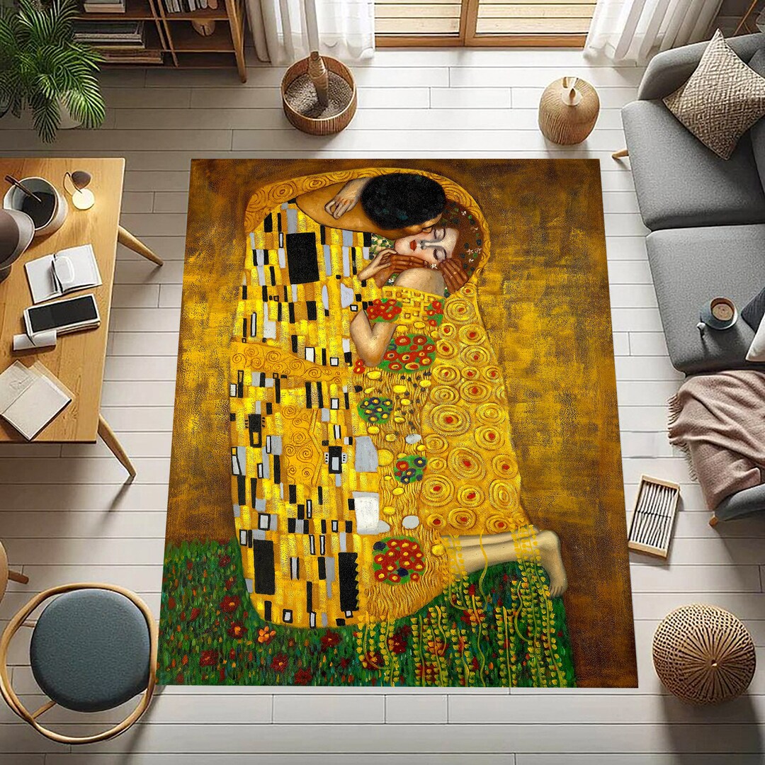 Famous Paintings, Gustav Klimt the Kiss, Classic Art, Printed Area Rug ...