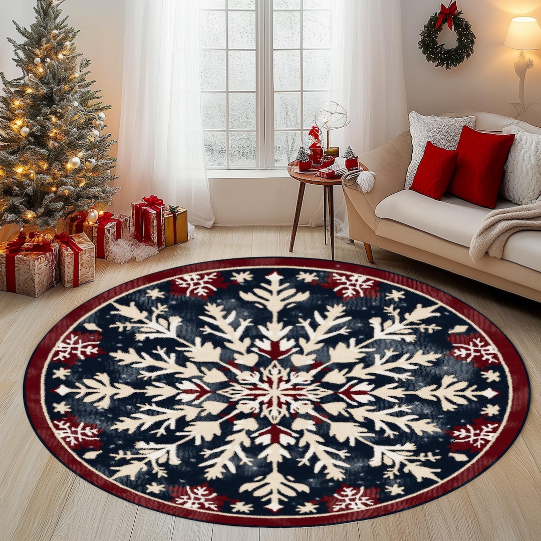 Snowflakes Rug,christmas Rug,merry Christmas Rug,new Year Rug,christmas ...