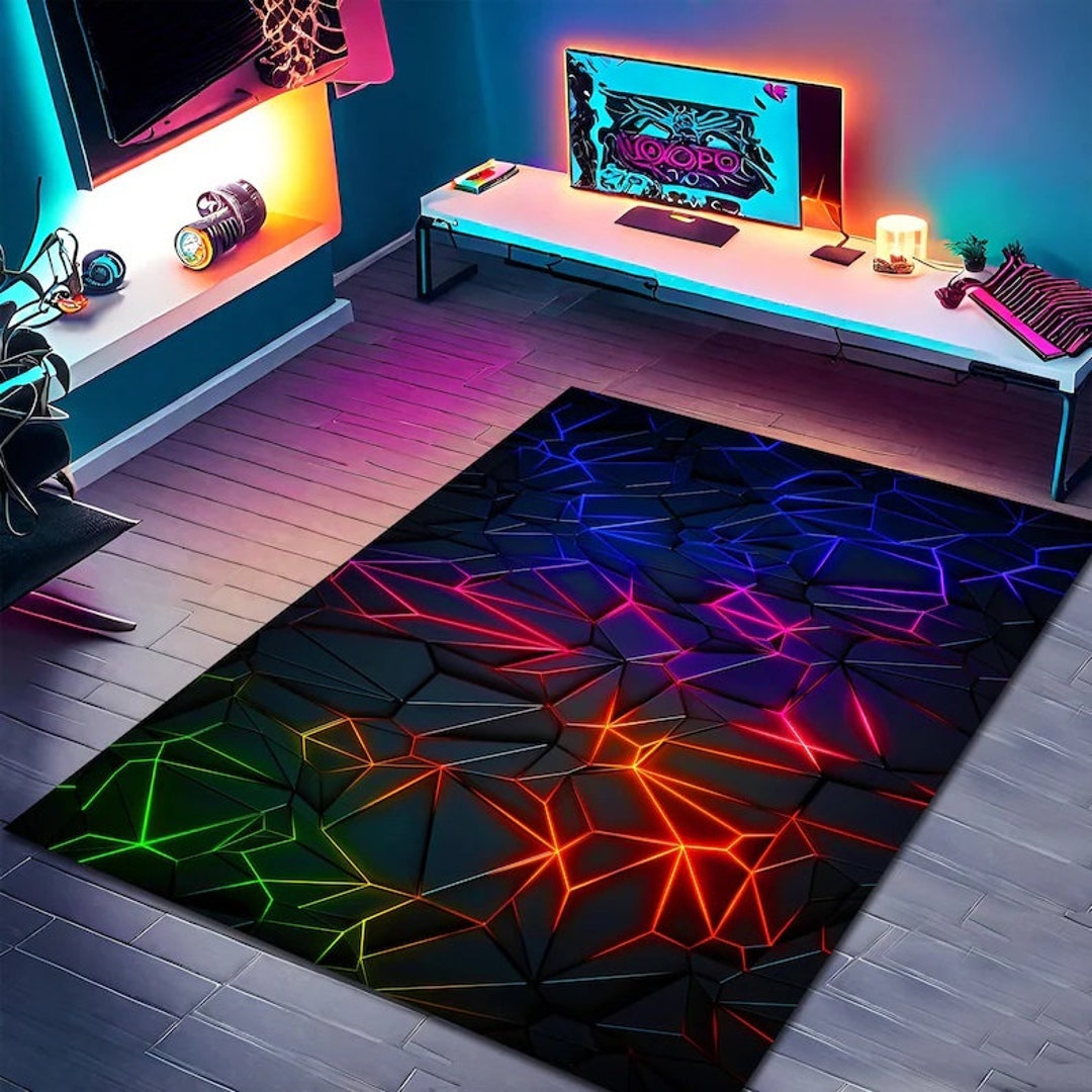 Neon Rug,gaming Room Rug,gamer Rug, Black Rug, Red Rug,kids Rug,popular ...