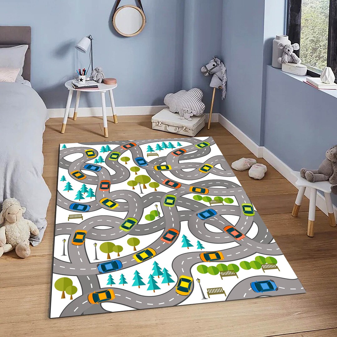 Playground Rug,racing Rug, Race Car Rug, Toy Car Rug, Toy Racing Car ...