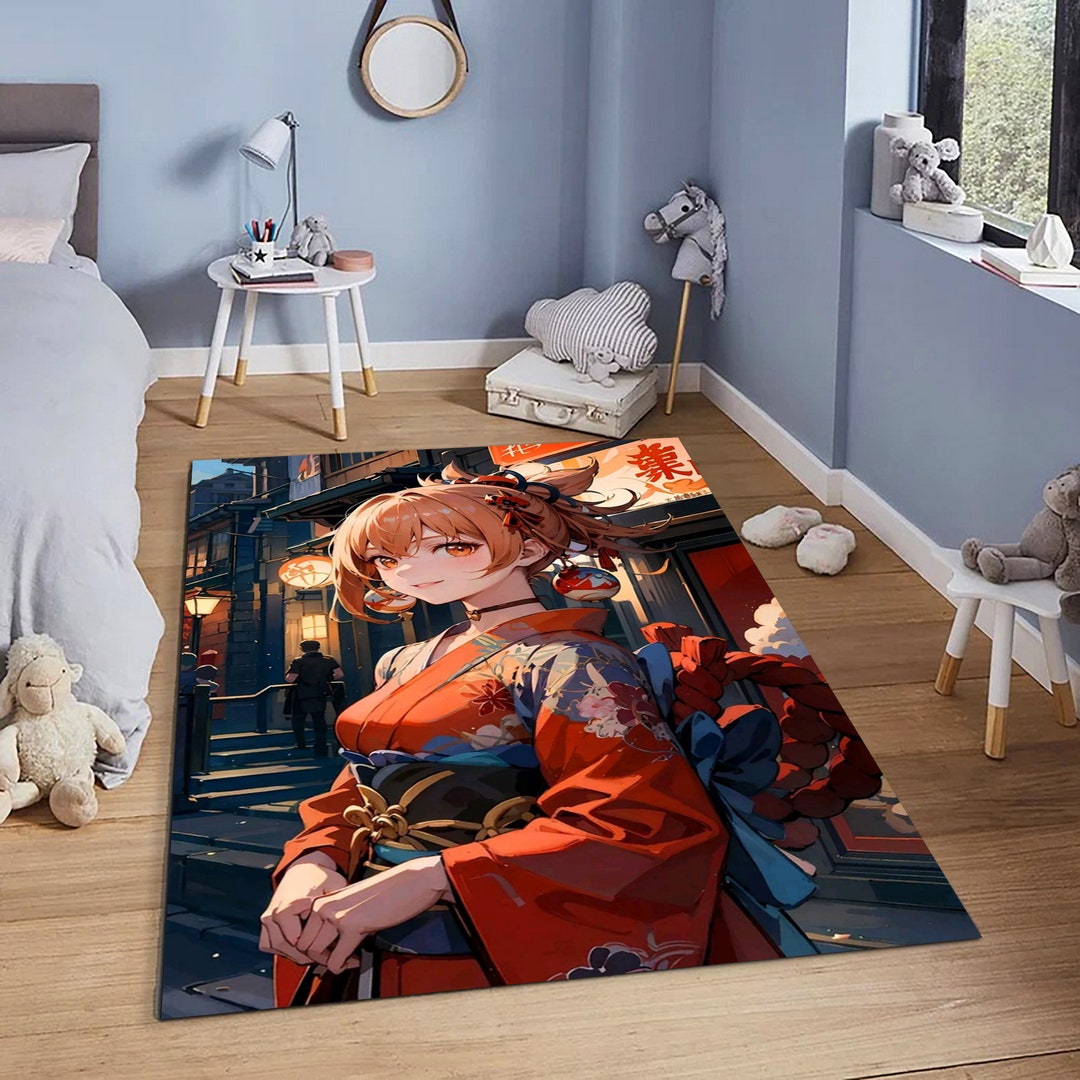 Anime Rug, Anime Girl Rug, Anime Girl Themed Rug, Japanese Rug, Japan ...