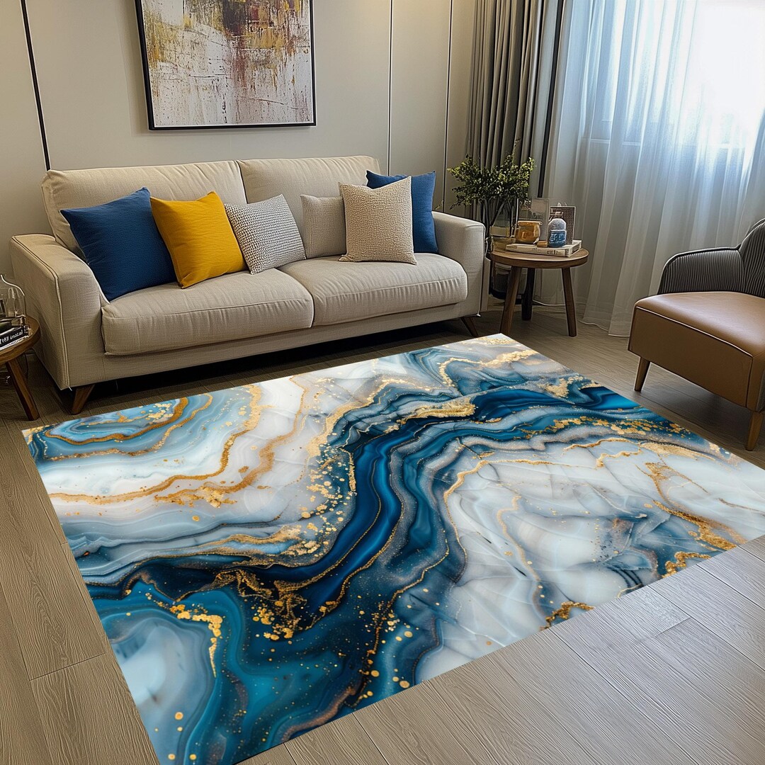 Marble Rug, Classic Rug, Blue Marble Rug,blue Marble Rug, Abstract ...