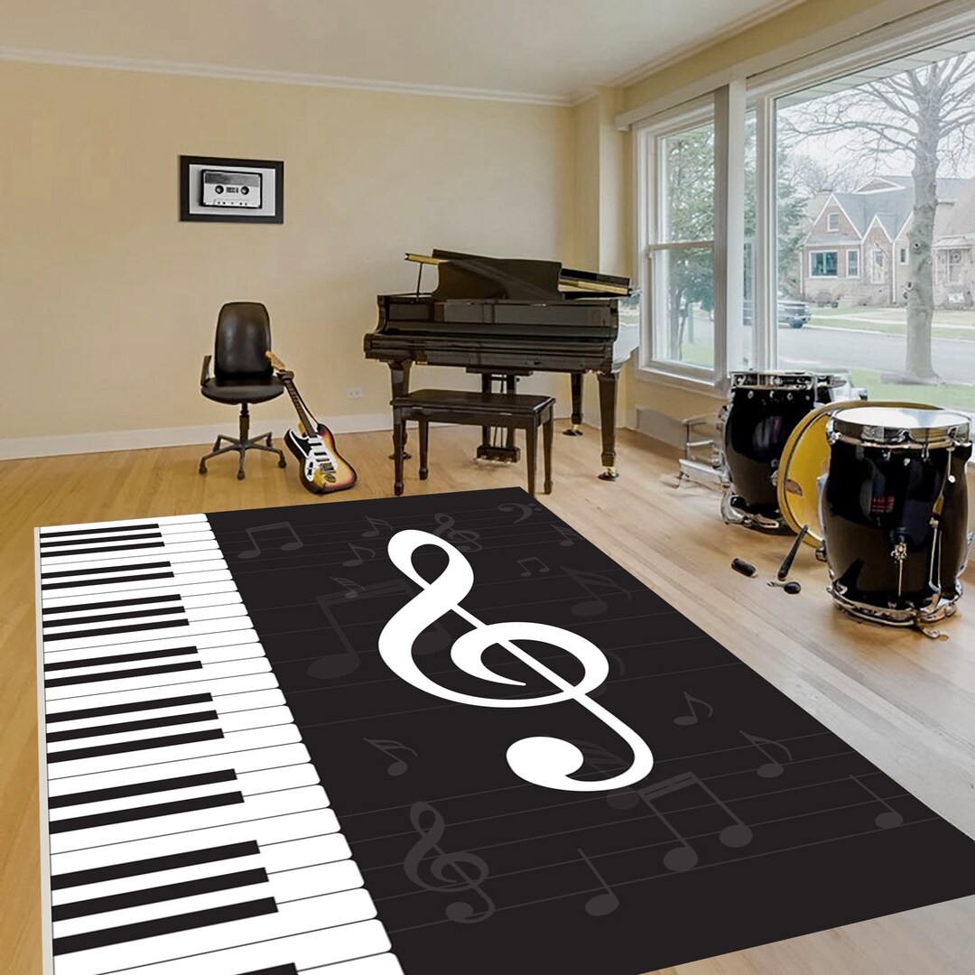 Piano Keyboard Rug: Abstract Music Room Decor - Etsy