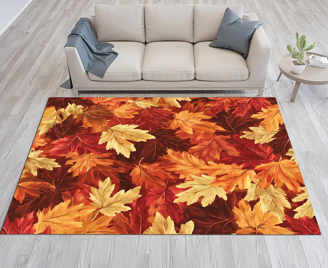 Autumn Rug, Fall Rug, Autumn Leaves, Dry Leaf Rug, Leaf Patterned ...