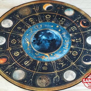 Lunar Calendar Rug,moon Round Rug, Full Moon Rug,moon Planet Rug ...