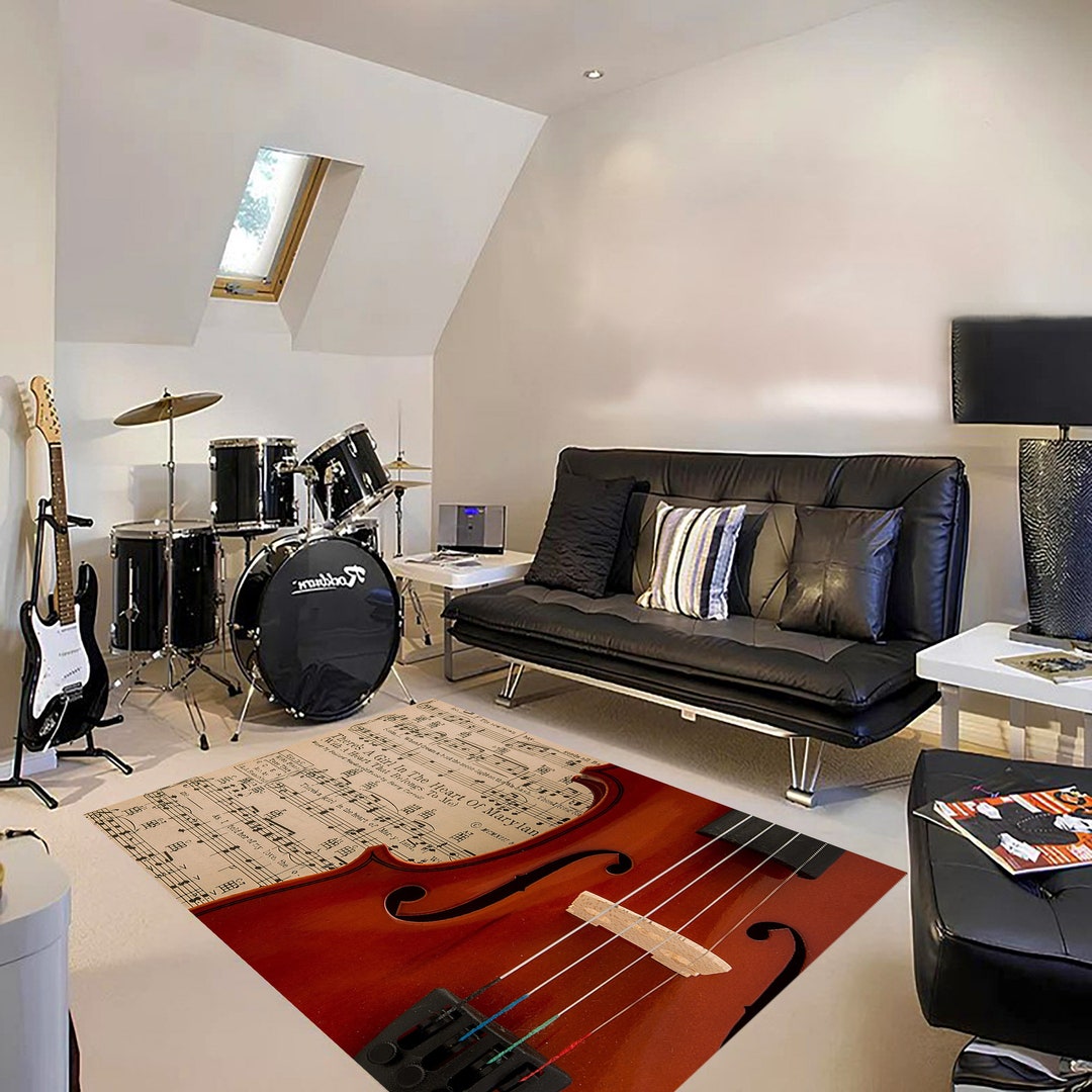 Violin Rug, Violin Design Rugs, Music Room Rug, Violin Instrument Art ...