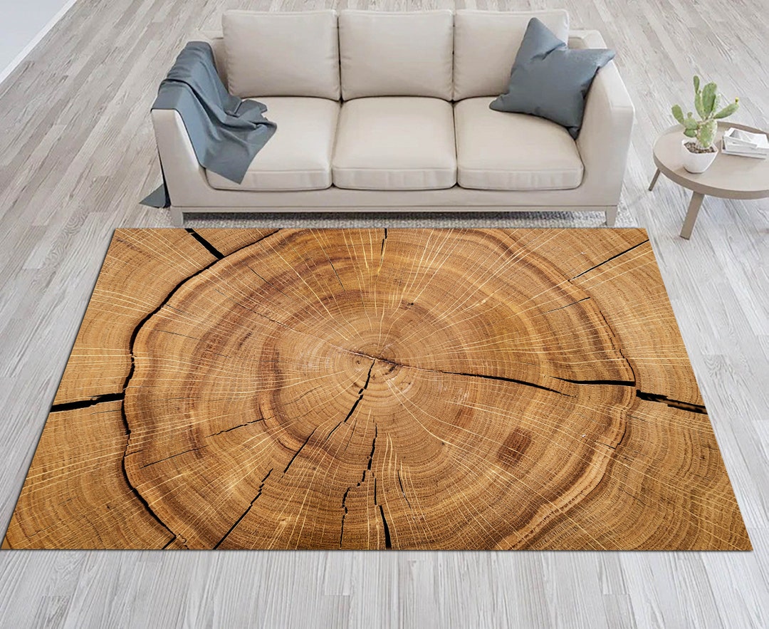 Wood Trunk Print Rug, Tree Stump Pattern, Living Room Decor - Etsy