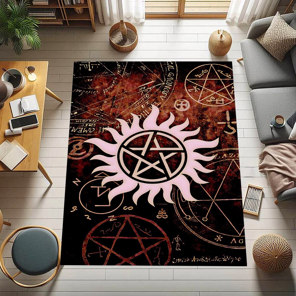 Supernatural Rug, Supernatural Devil's Trap Rug, Pentacle Symbol Rug ...
