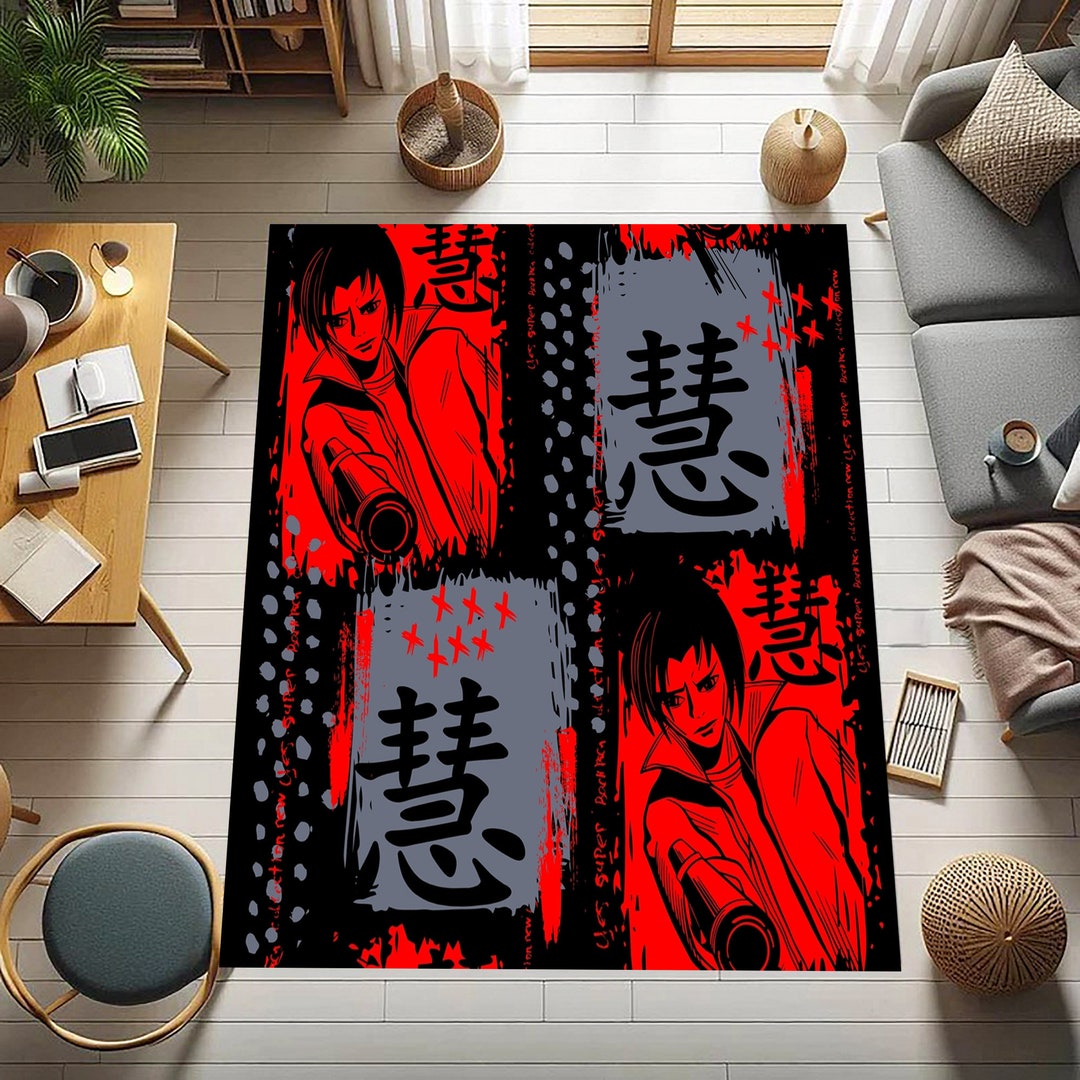 Anime Area Rug, Japanese Cartoon Rug, Dark Boy Rug, Anime Rug, Washable ...