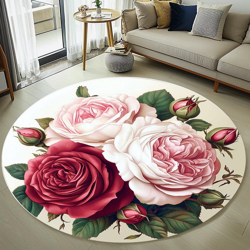 Rug With Roses - Etsy