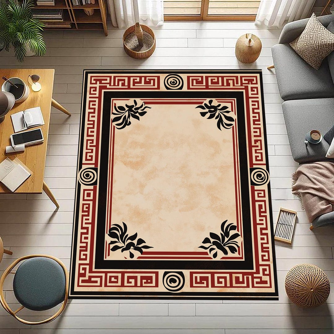 Greek Pattern Rug,greek Key Pattern Rug,greek Motifs Rug,greek Decor ...