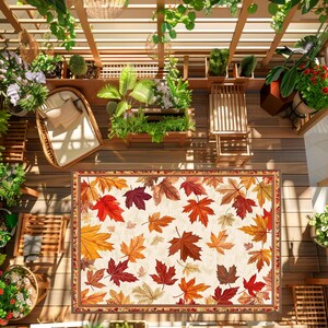 Autumn Rug, Fall Rug, Autumn Leaves, Dry Leaf Rug, Leaf Patterned ...