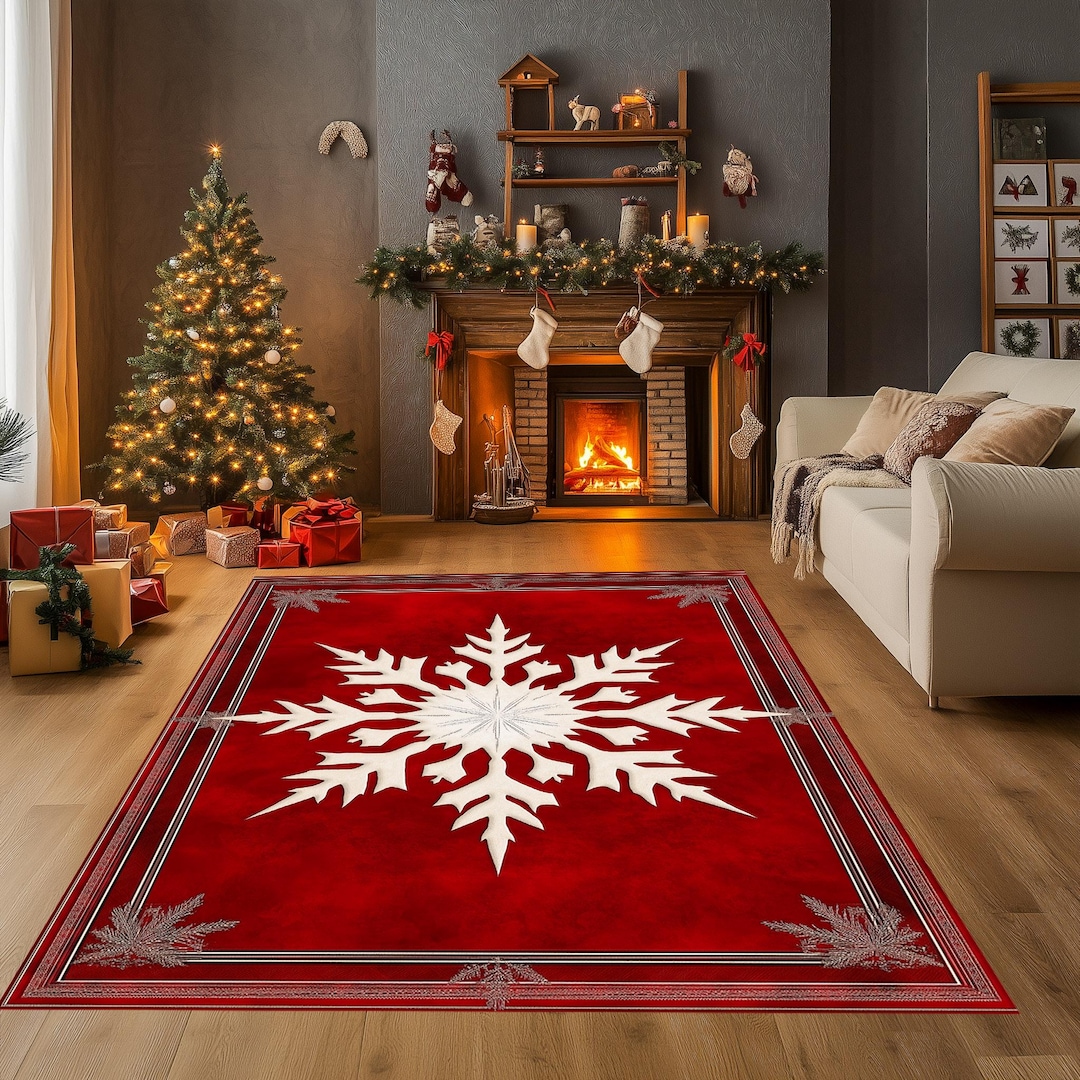 Snowflake Rug,christmas Rug,xmas Rug,merry Christmas Rug,christmas Gift ...