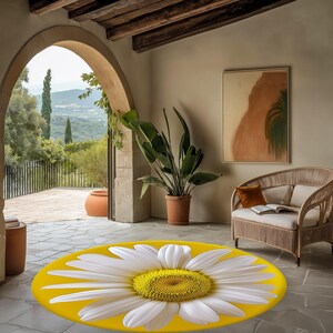 Daisy Rug,white Daisy Rug,round Rug,daisy Design Rug,daisy Decorative ...