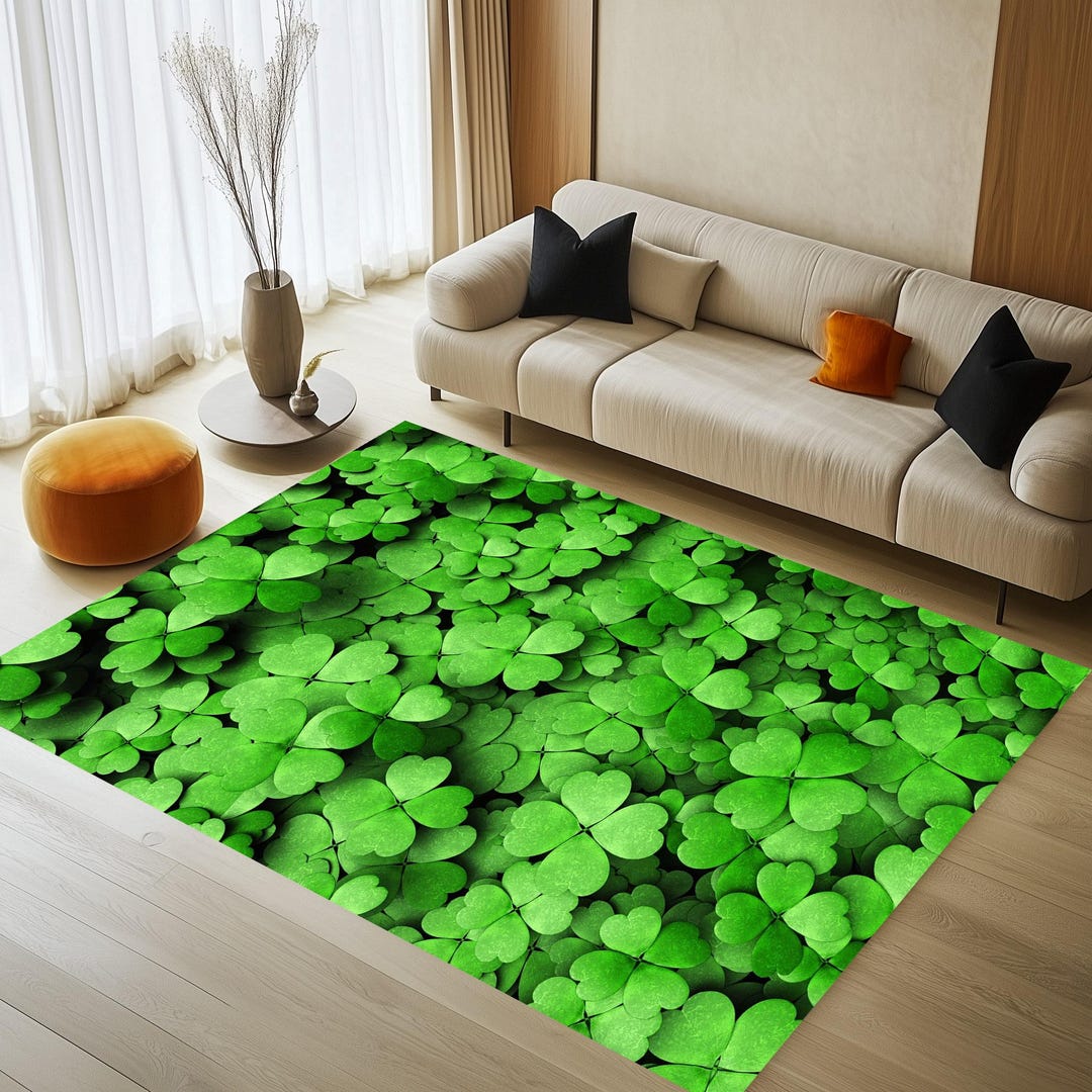 St. Patrick's Day Clover Rug: Green Party Decor - Etsy