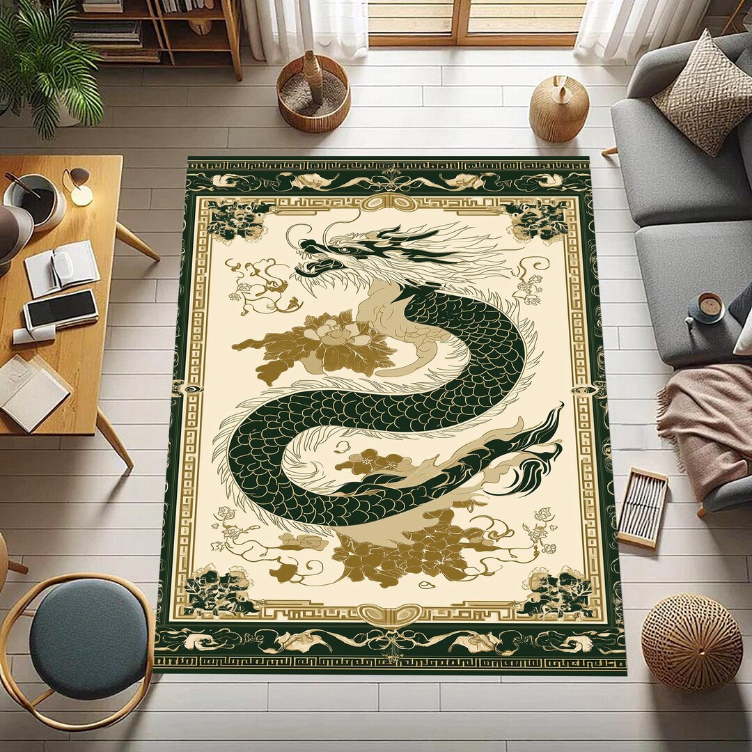 Chinese Dragon Rug, Dragon Rug, Modern Rug, Fantastic Rug, Mythological ...