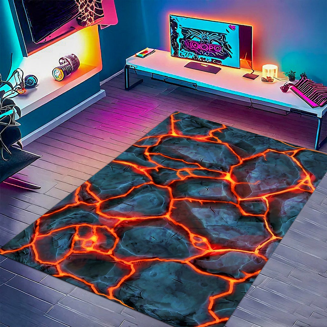 Lava Rug,volcano Floor Rug,lava Pattern Rug,gift for Gamers,floor is ...