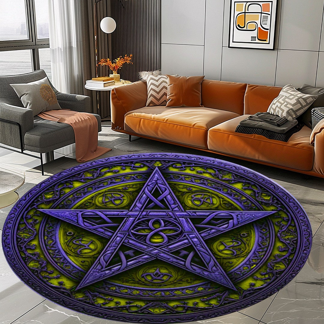 Pentagram Rug, Symbol Rug, Gothic Pentagram Rug, Pentagram Pattern Rug ...