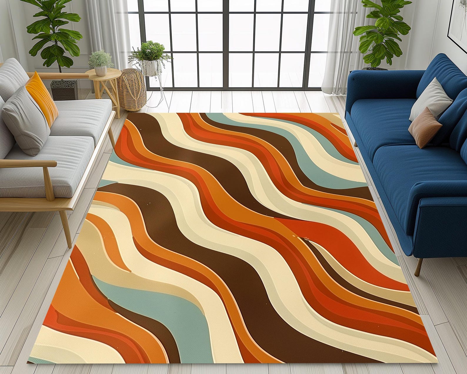 Retro Rug, Retro Groovy Rug, Groovy Patterned Rug, Hippie Rug, Modern ...