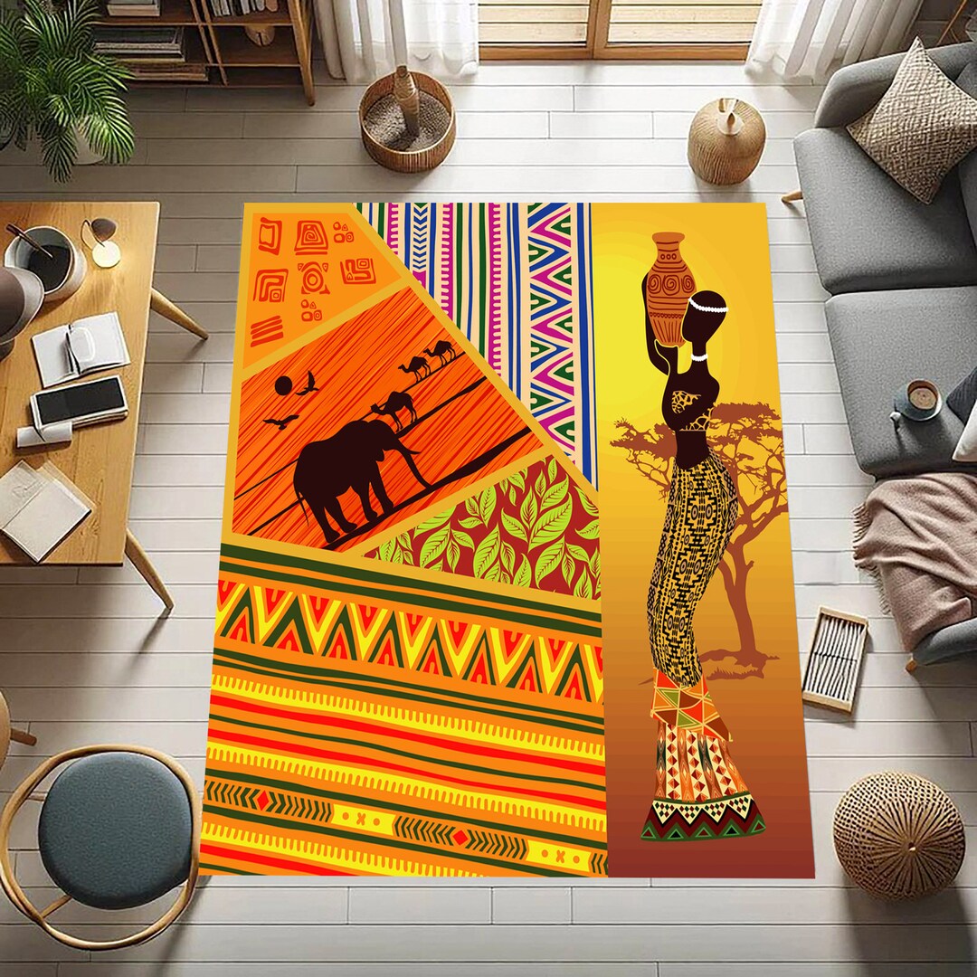 African Rug, African Woman Rug, African Art Rug, African Style Rug ...