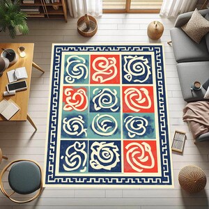 Greek Pattern Rug,greek Key Pattern Rug,greek Motifs Rug,greek Decor ...