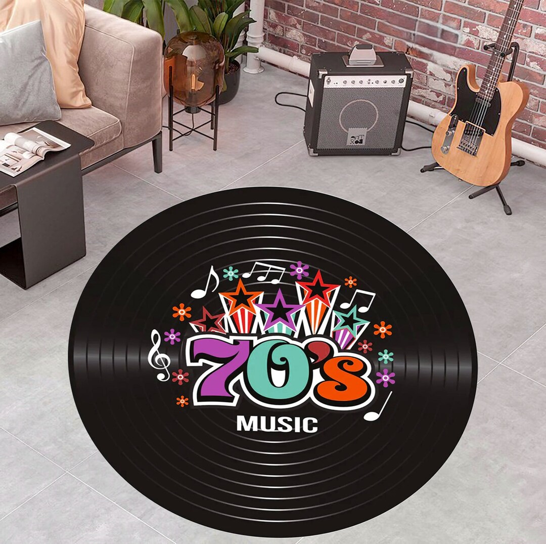 Record Rug, 70's Music Rug, Music Room Rug, Record Patterned Rug ...