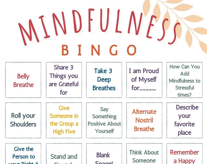 Mindfulness BINGO Game - 10 Player - School Counseling Activity ...