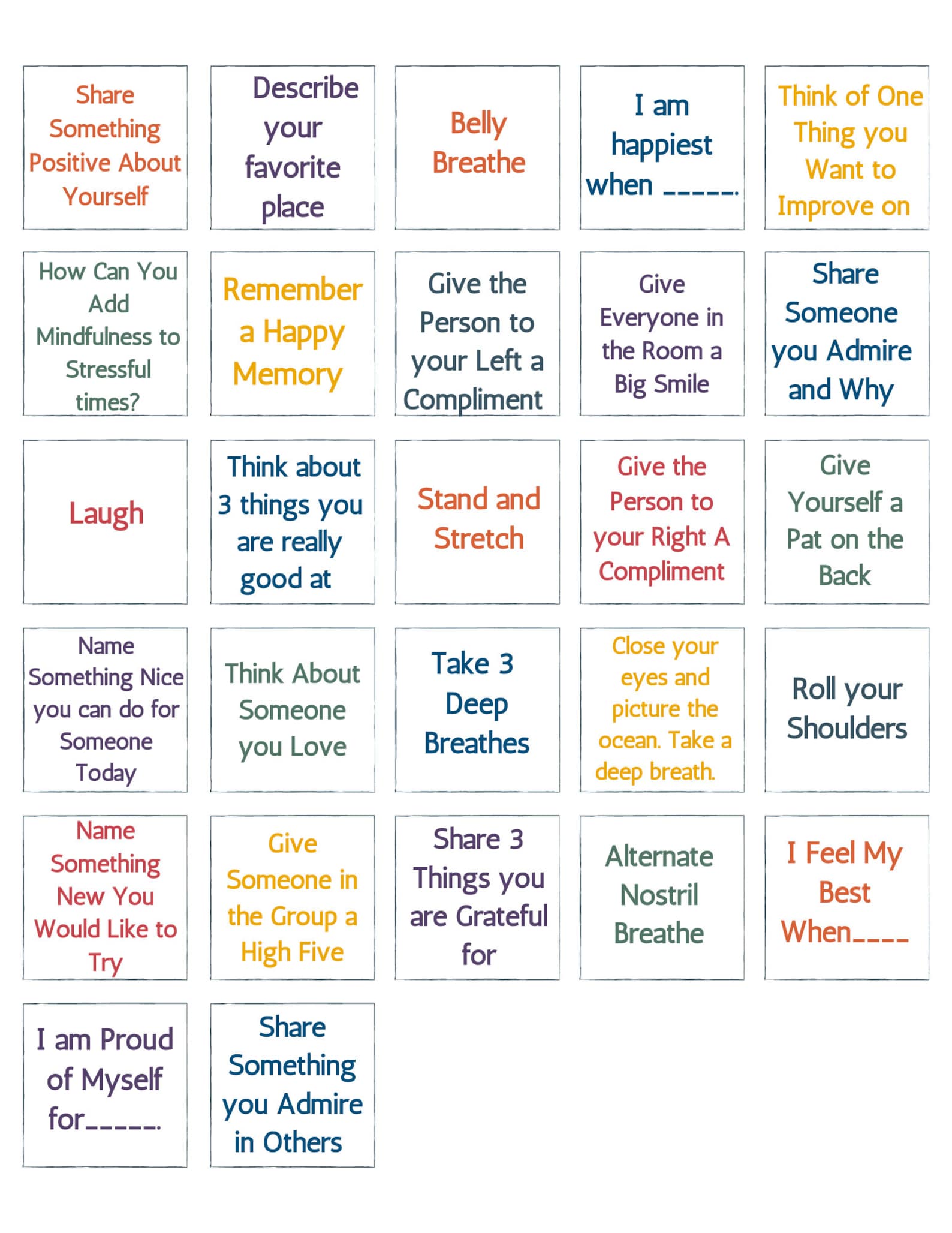 Mindfulness BINGO Game - 10 Player - School Counseling Activity ...