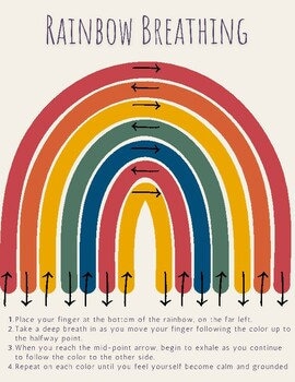 Rainbow Breathing Worksheet - Counseling Handout - Mindfulness - Coping ...