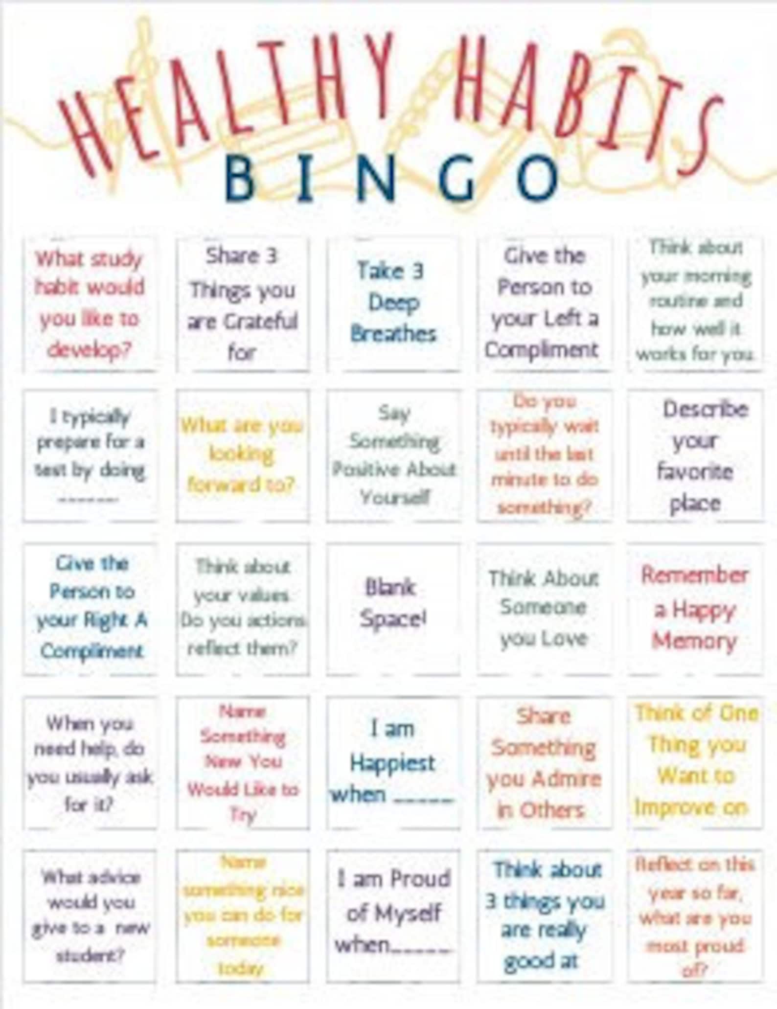 Healthy Habits BINGO - 10 Player - School Counseling Activity ...