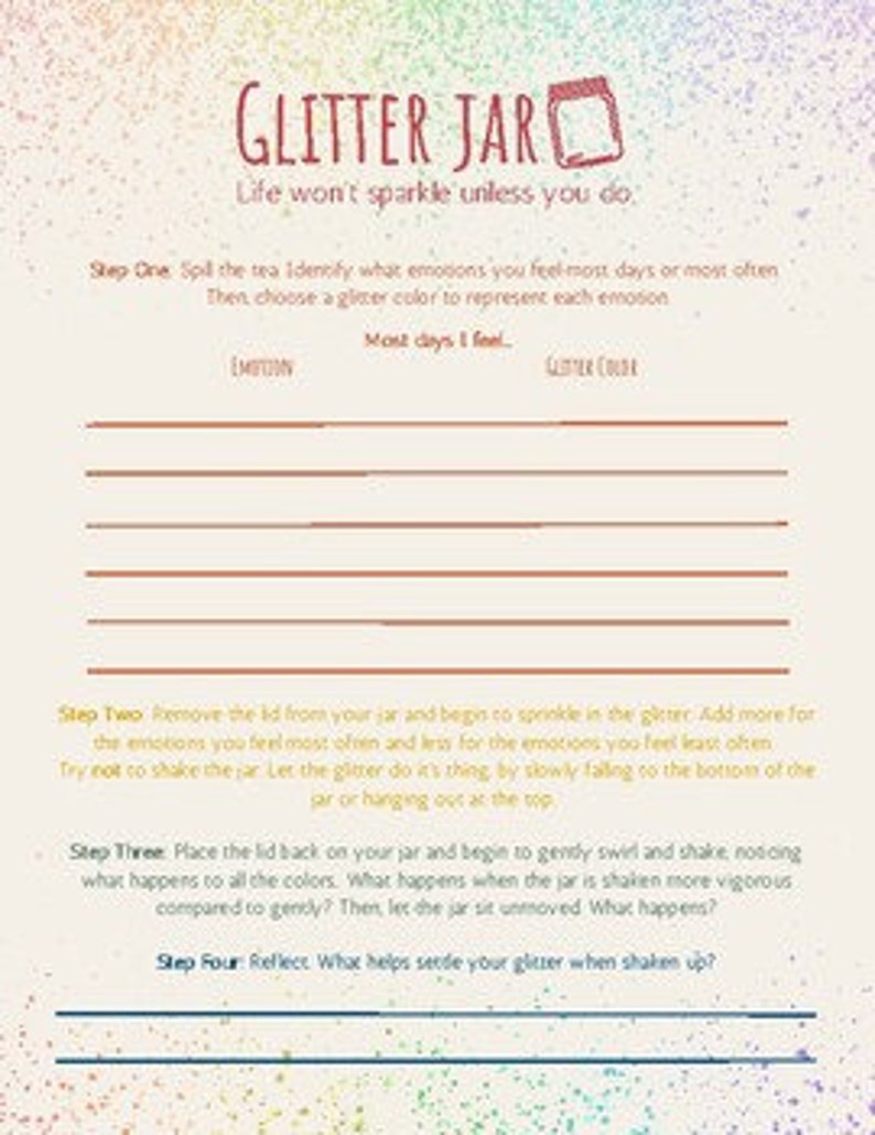 Glitter Jar Activity - Counseling - SEL - Group/classroom Lesson - Etsy