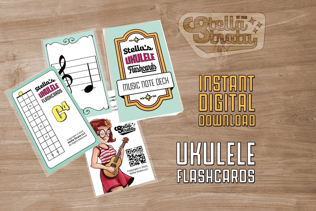 Ukulele Flash Cards Music Notes Deck printable - Etsy