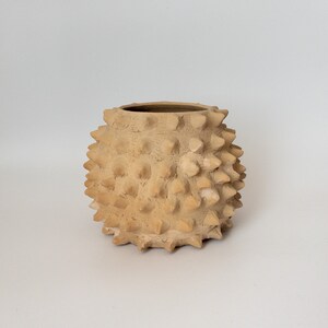 Round Ceramic Planter | Terracotta Spike Finish - Etsy
