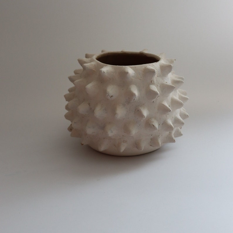 Round Ceramic Planter | Terracotta Spike Finish - Etsy